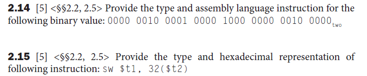 2.14 [5] Provide the type and assembly | Chegg.com