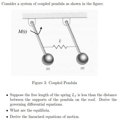 Solved Consider a system of coupled pendula as shown in the | Chegg.com