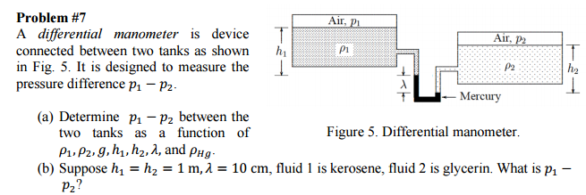 Solved A differential manometer is device connected two | Chegg.com