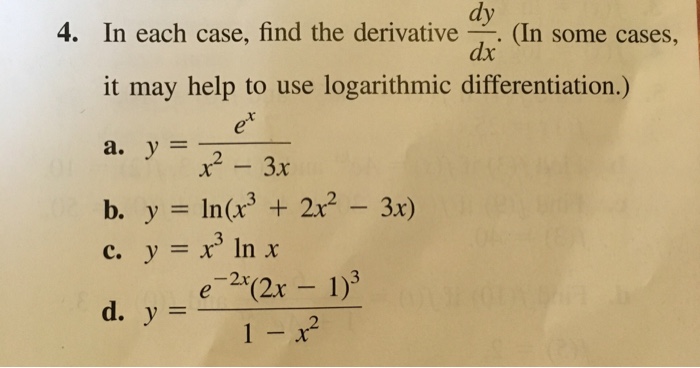 Solved In each case, find the derivative dy/dx. (In some | Chegg.com