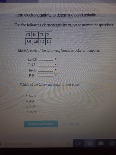Solved Use electronegativity to determine bond polarity Use | Chegg.com