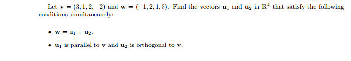 Solved Find the two vectors u1 and u2 that equal the vector | Chegg.com