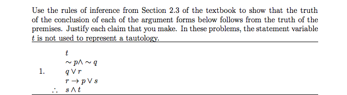 Solved Use the rules of inference from Section 2.3 of the | Chegg.com