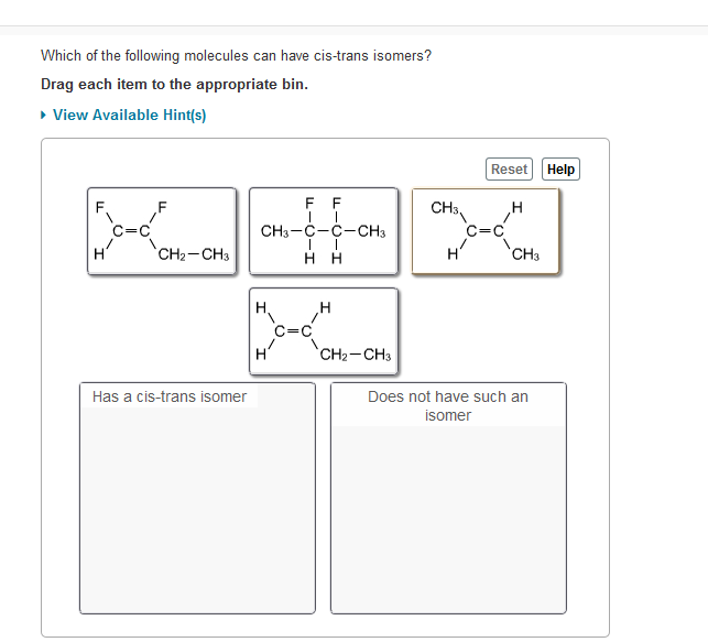 Solved Which of the following molecules can have cis-trans | Chegg.com