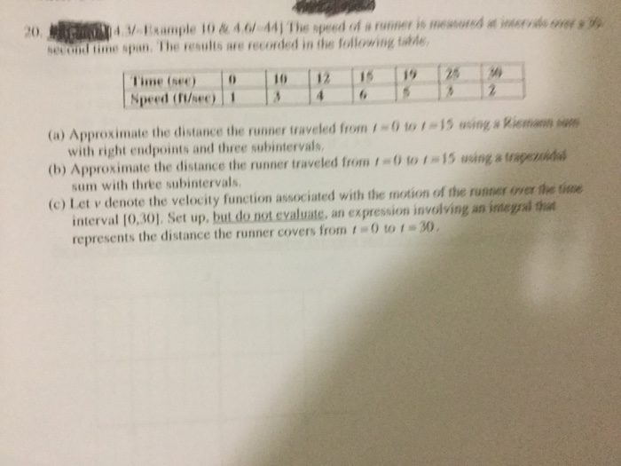 Approximate the distance the runner traveled from t = | Chegg.com