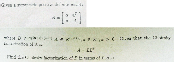Given a symmetric positive definite matrix B = | Chegg.com
