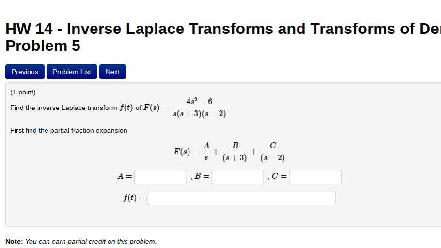 Solved HW 14 - Inverse Laplace Transforms and Transforms of | Chegg.com