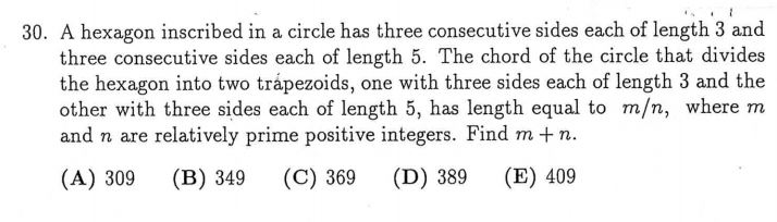 Solved A hexagon inscribed in a circle has three consecutive | Chegg.com