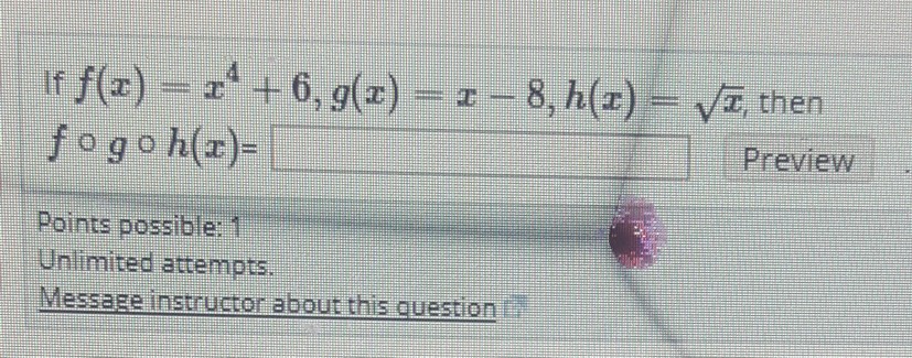 Solved Preview Points possible: 1 -Unlimited attempts | Chegg.com