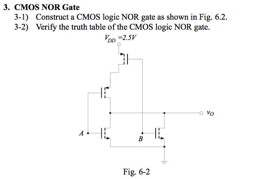 Solved Construct CMOS logic NOR gate as shown by using NI- | Chegg.com
