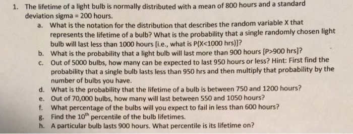 Solved The lifetime of a light bulb is normally distributed | Chegg.com
