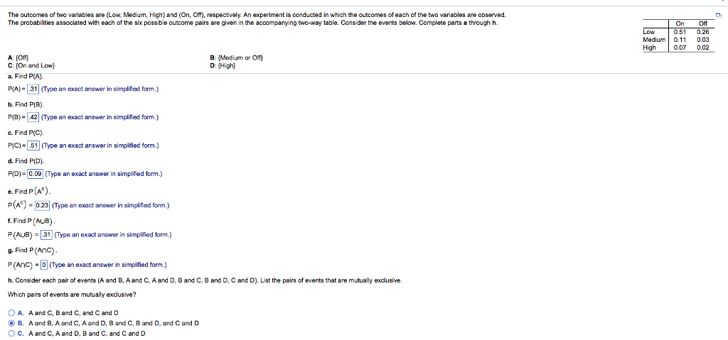 Solved The outcomes of two variables are (Low, Medium, High) | Chegg.com
