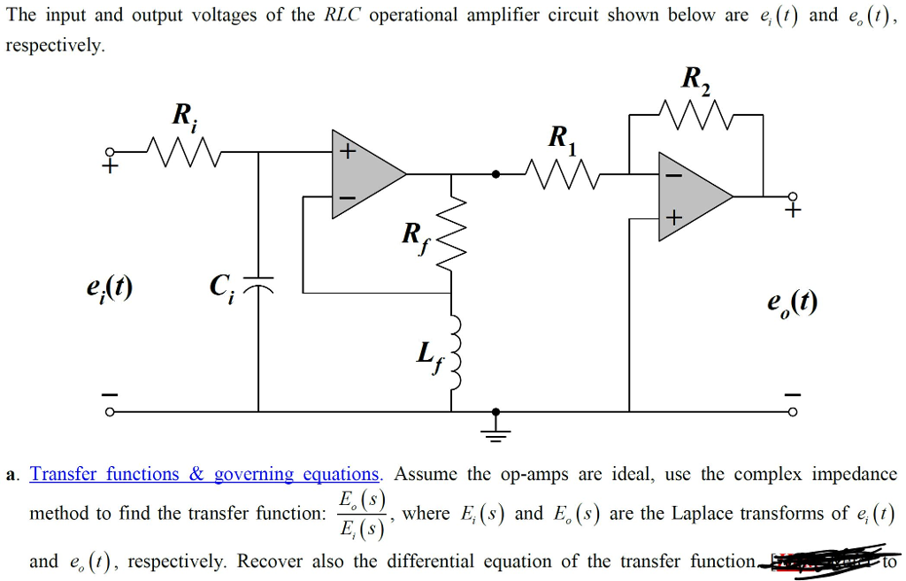 Solved The input and output voltages of the RLC operational | Chegg.com