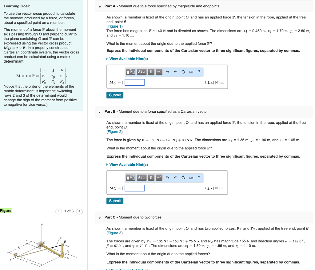 Solved Learning Goal Part A-Moment due to a force specified | Chegg.com