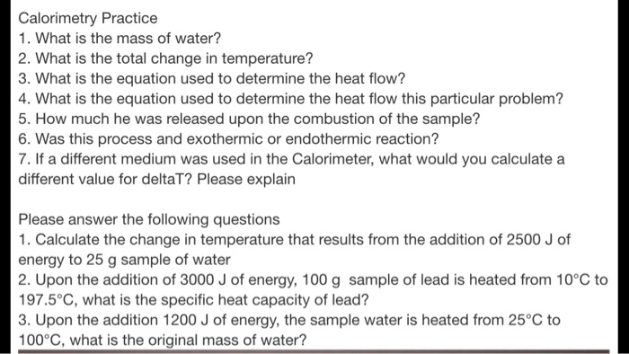 Calorimetry practice? | Chegg.com