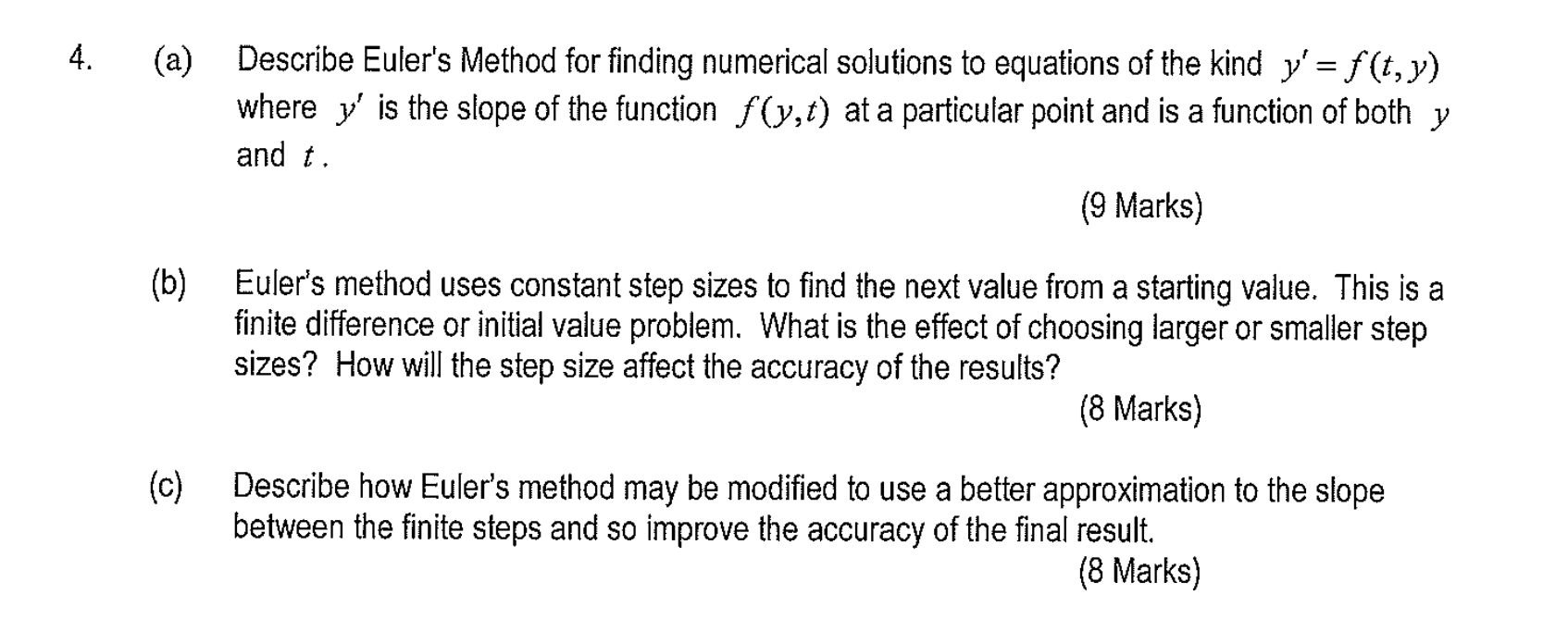 Solved 4 A Describe Eulers Method For Finding Numerical