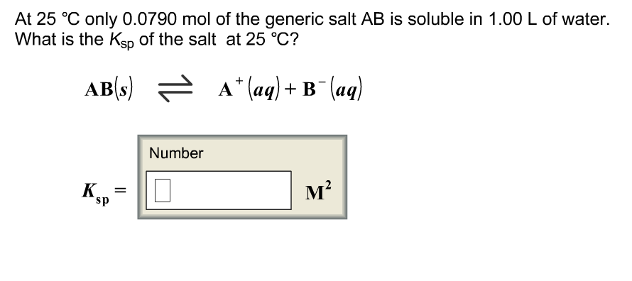 Solved At 25 degree C only 0.0790 mol of the generic salt AB | Chegg.com