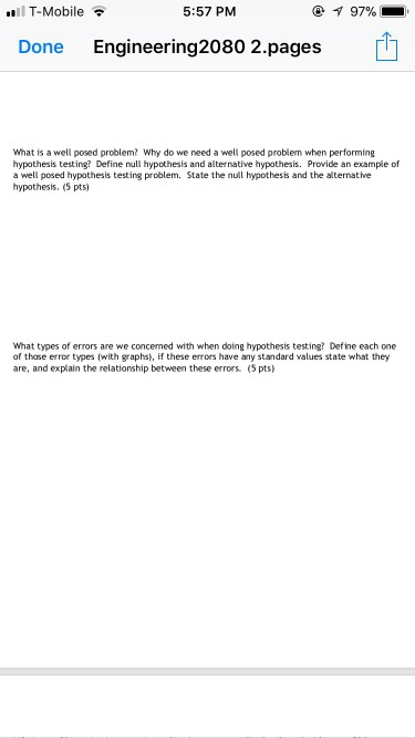 Solved T-Mobile - 5:57 PM @ 97% Done Engineering2080 2.pages | Chegg.com
