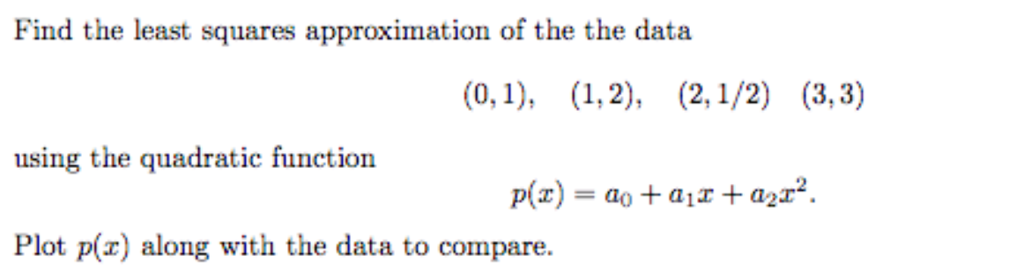 Solved Find the least squares approximation of the the data | Chegg.com