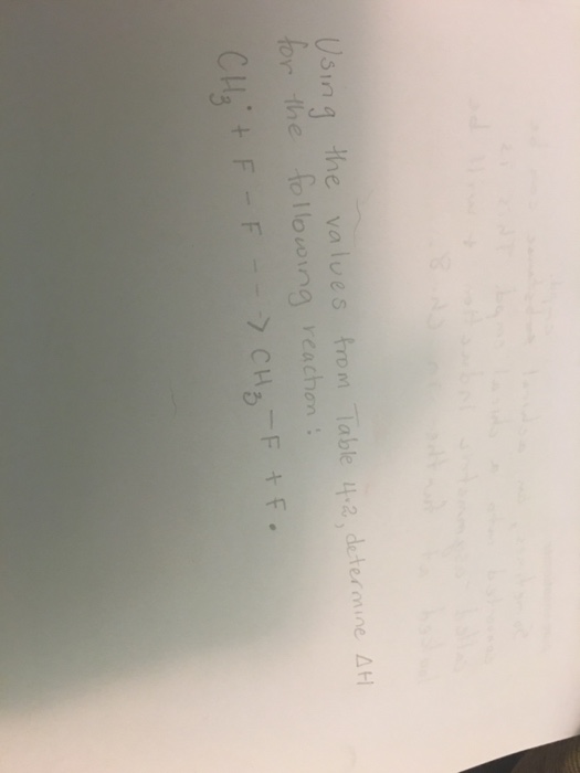 Using the values from Table 4.2, determine Delta H | Chegg.com