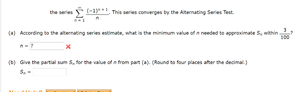 Solved the series (-1)n + 1 . . This series converges by the | Chegg.com
