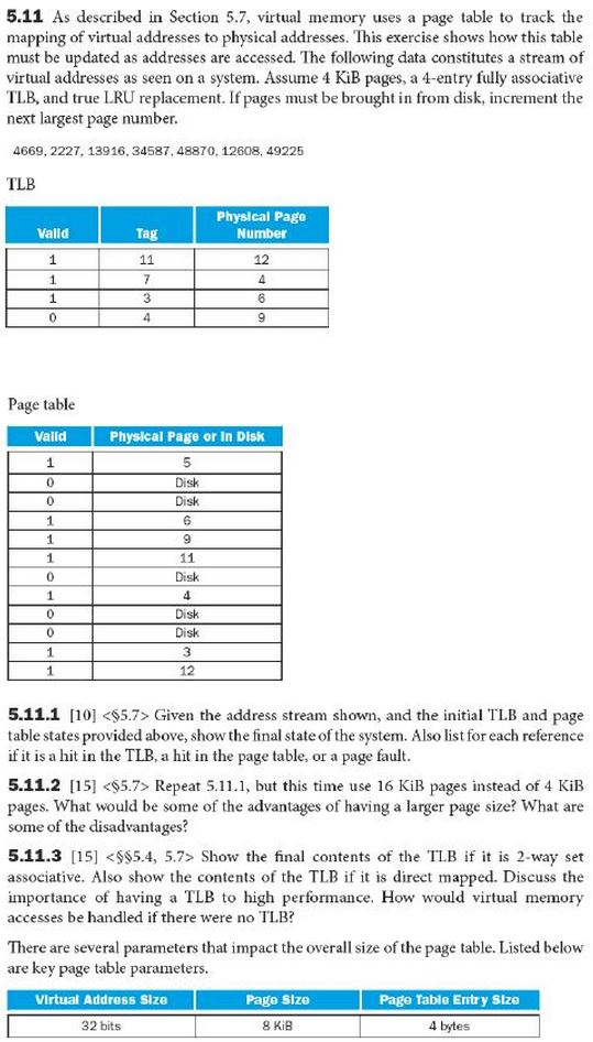 5.11 As described in Section 5.7, virtual memory uses | Chegg.com