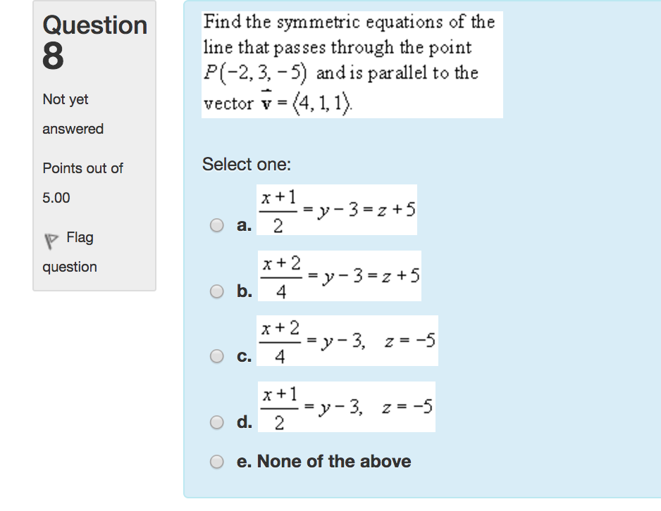 Solved Find the symmetric equations of the line that passes | Chegg.com