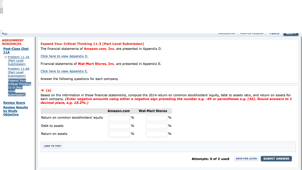 Solved Expand Your Critical Thinking 11-3 (Part Level | Chegg.com