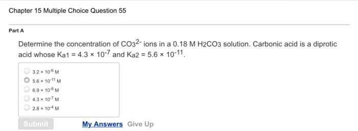 Solved Determine the concentration of CO3^2- ions in a 0.18 | Chegg.com