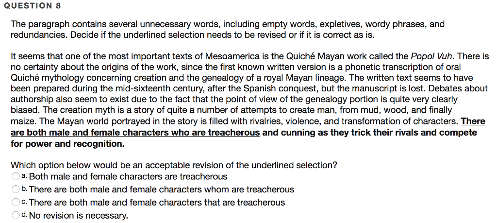 QUESTION 5 The paragraph contains several unnecessary | Chegg.com