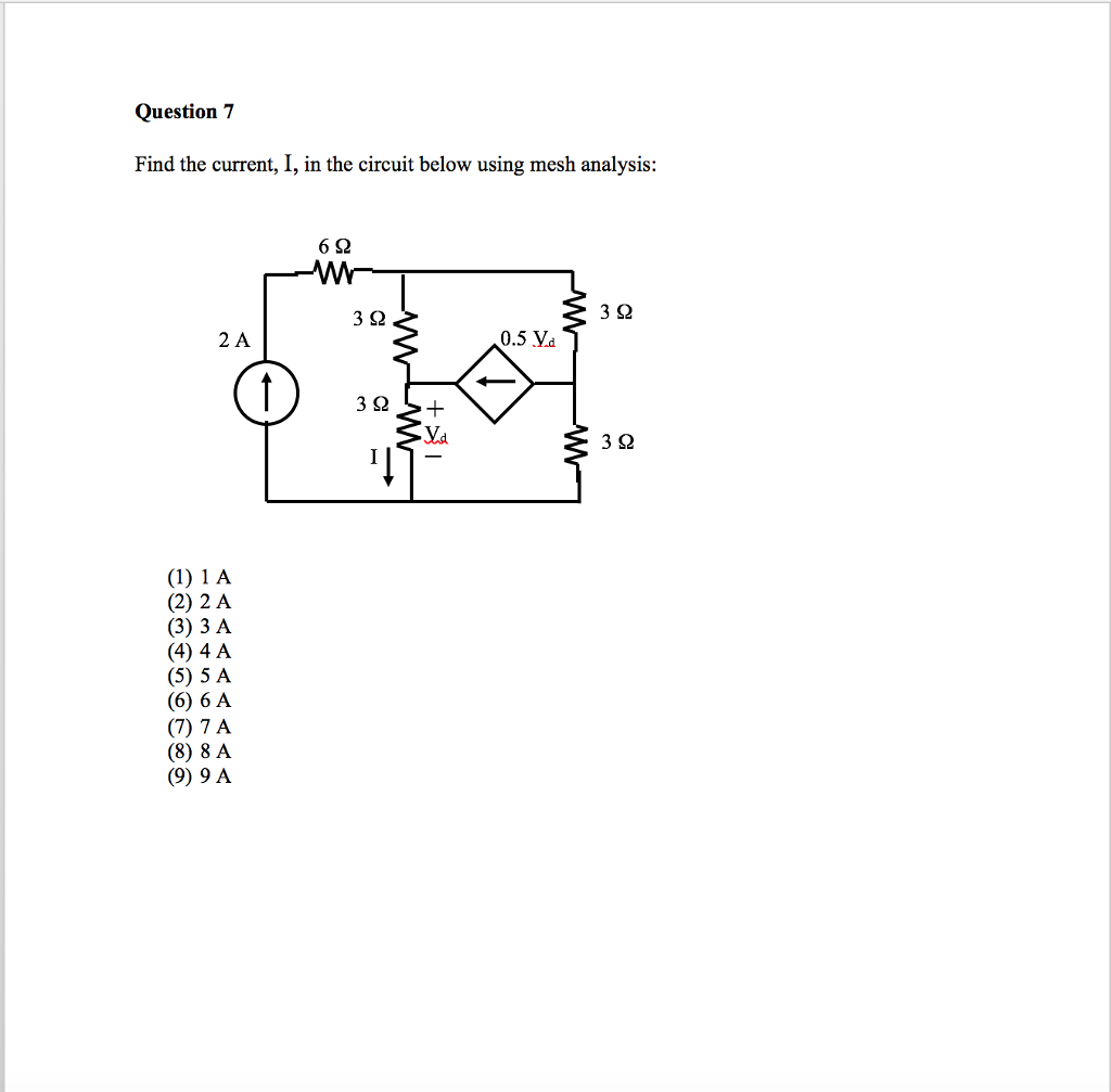 Solved Find the current, I, in the circuit below using mesh | Chegg.com