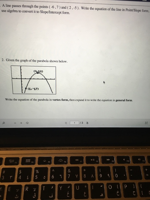 Solved A line passes through the points (-6, 7) and (2, -5). | Chegg.com