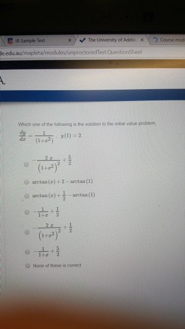 Solved 1B Sample Test X y ~^ The University of Adela. x | Chegg.com