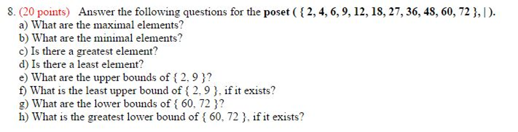 Solved Answer the following questions for the poset ( { 2, | Chegg.com