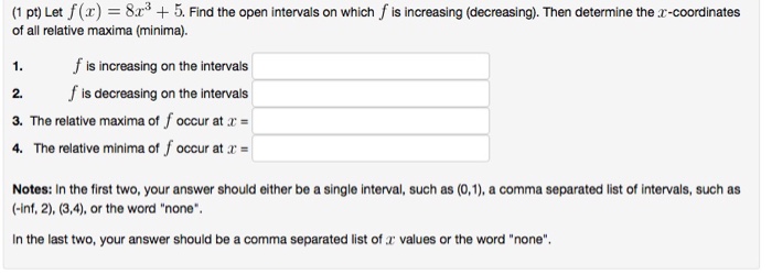 Solved (1 pt) Let f(x) = x3-15x2 + 27x-11. Find the open | Chegg.com