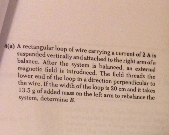 Solved a) A rectangular loop of wire carrying a current of 2 | Chegg.com
