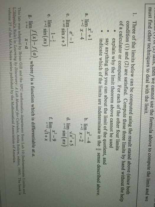 Solved Three of the limits below can be computed using the | Chegg.com