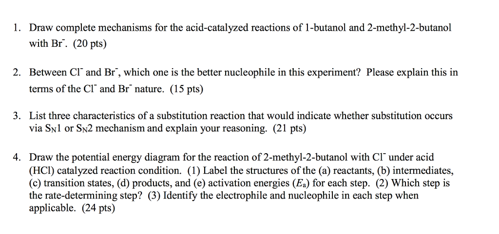 Solved 1. Draw complete mechanisms for the acid-catalyzed | Chegg.com