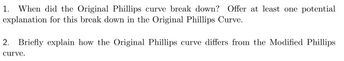 Solved When did the Original Phillips curve break down? | Chegg.com