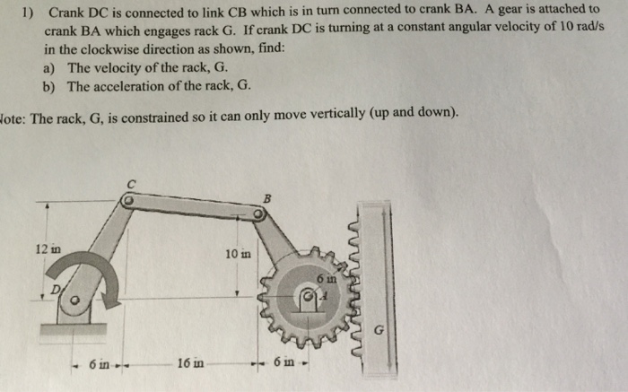 Solved Crank DC is connected to link CB which is in turn | Chegg.com