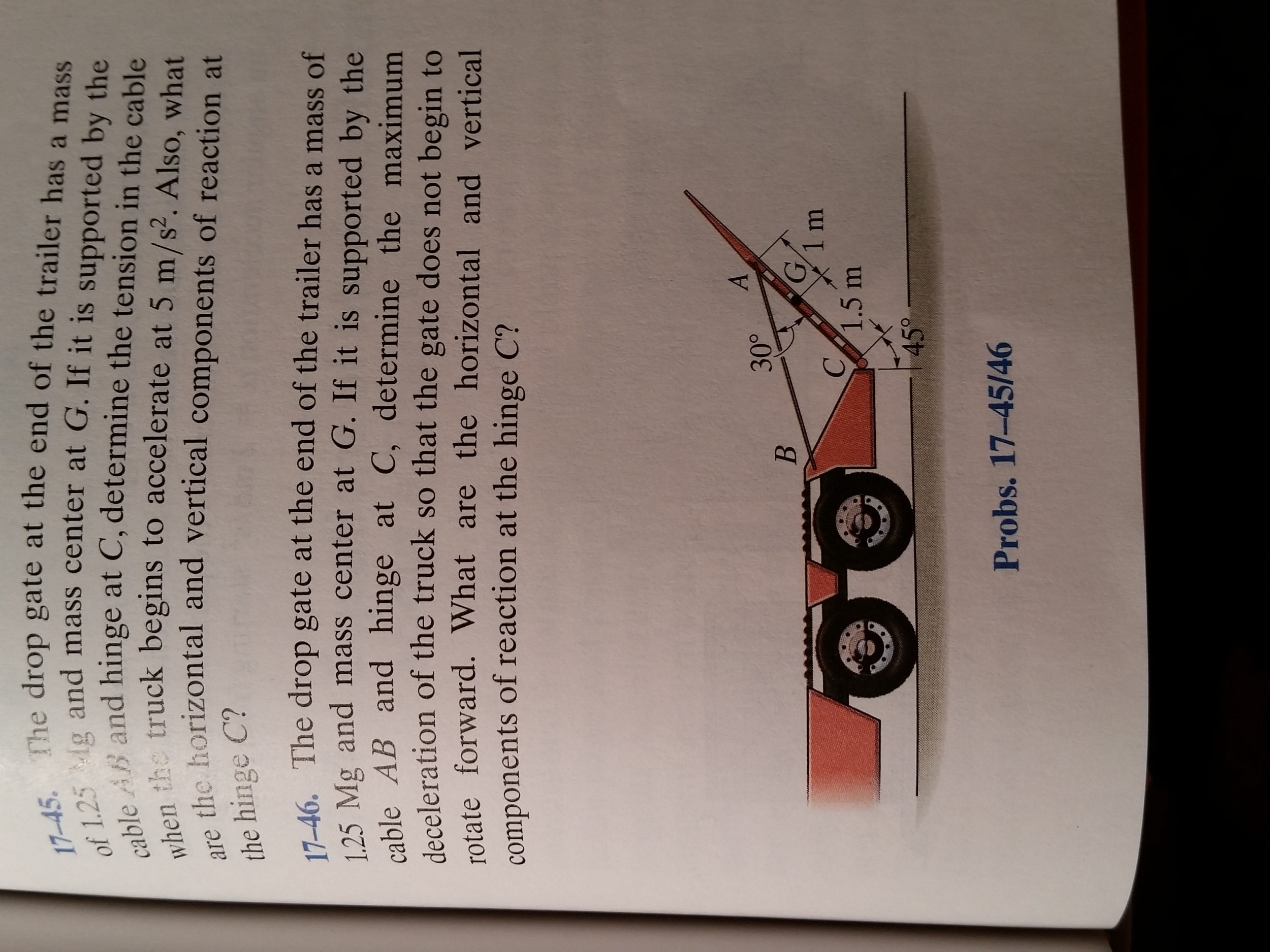 Solved The drop gate at the end of the trailer has a mass of | Chegg.com