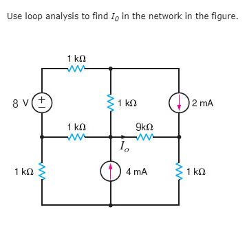 Solved Use loop analysis to find Io in the network in the | Chegg.com
