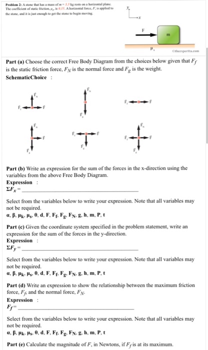 Solved Choose the correct Free Body Diagram from the choices | Chegg.com