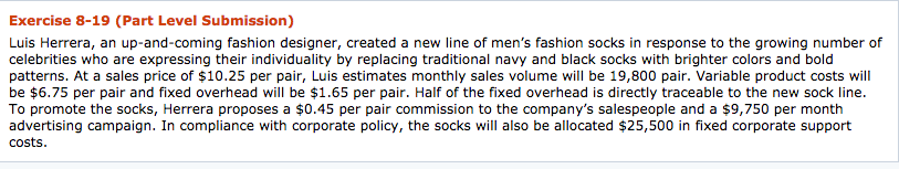 Solved Exercise 8-19 (Part Level Submission) Luis Herrera, | Chegg.com