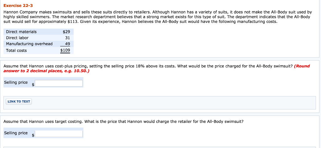 Solved Exercise 22-3 Hannon Company makes swimsuits and | Chegg.com