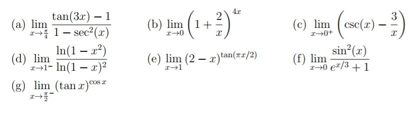 Solved Find the following limits, using L’Hospital’s rule if | Chegg.com