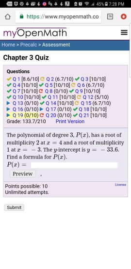 Solved ? e https://www.myopenmath.co?? myOpenMath Home | Chegg.com