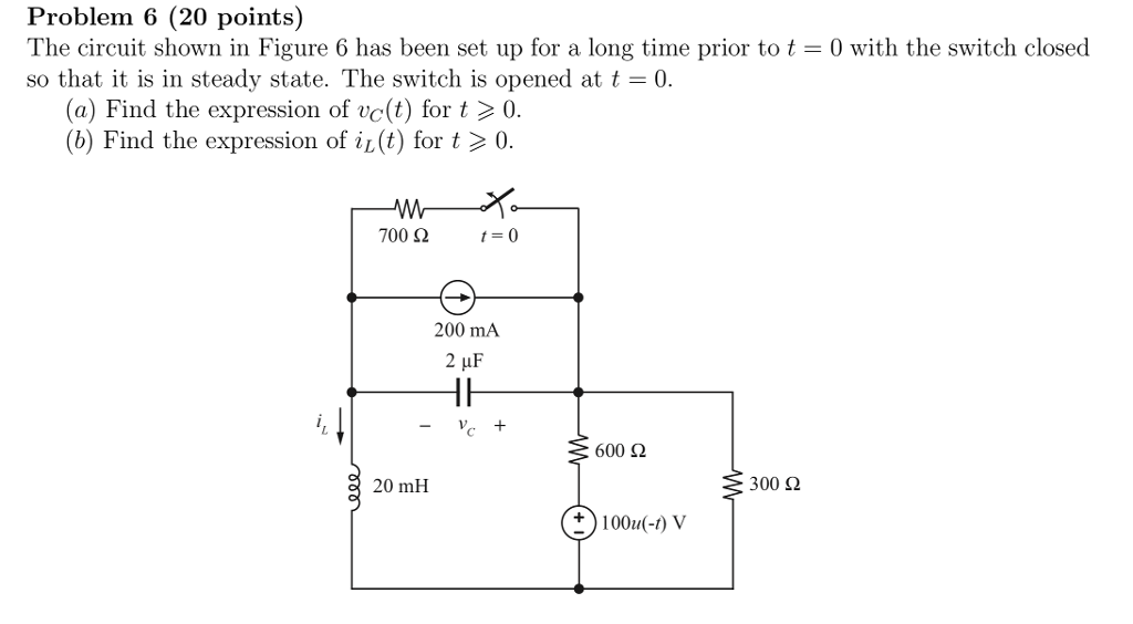 Solved Problem 6 (20 points) The circuit shown in Figure 6 | Chegg.com