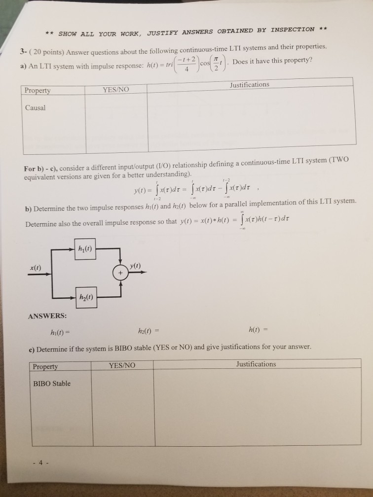 Solved SHOW ALL YOUR WORK, JUSTIFY ANSWERS OBTAINED BY | Chegg.com