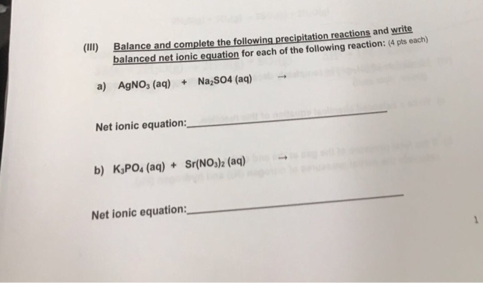 Solved Balance and complete the following precipitation | Chegg.com